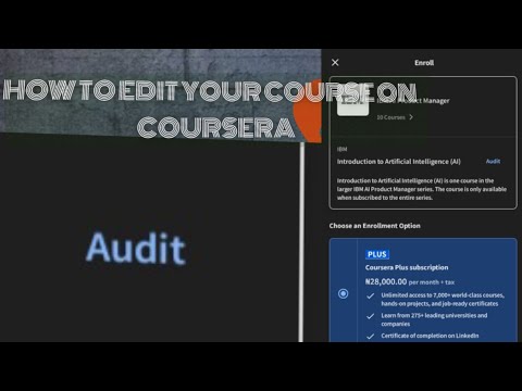 HOW TO AUDIT A COURSE ON COURSERA