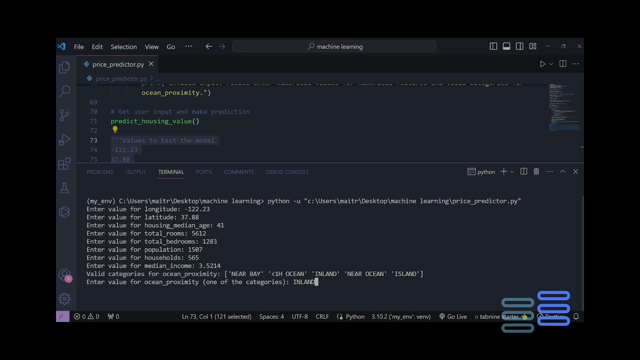 House Price Predictor Using Machine Learning In Python. Demo Video