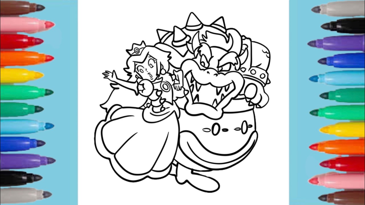 Princess Peach and Browser Coloring Pages | Super Mario Galaxy 🌟