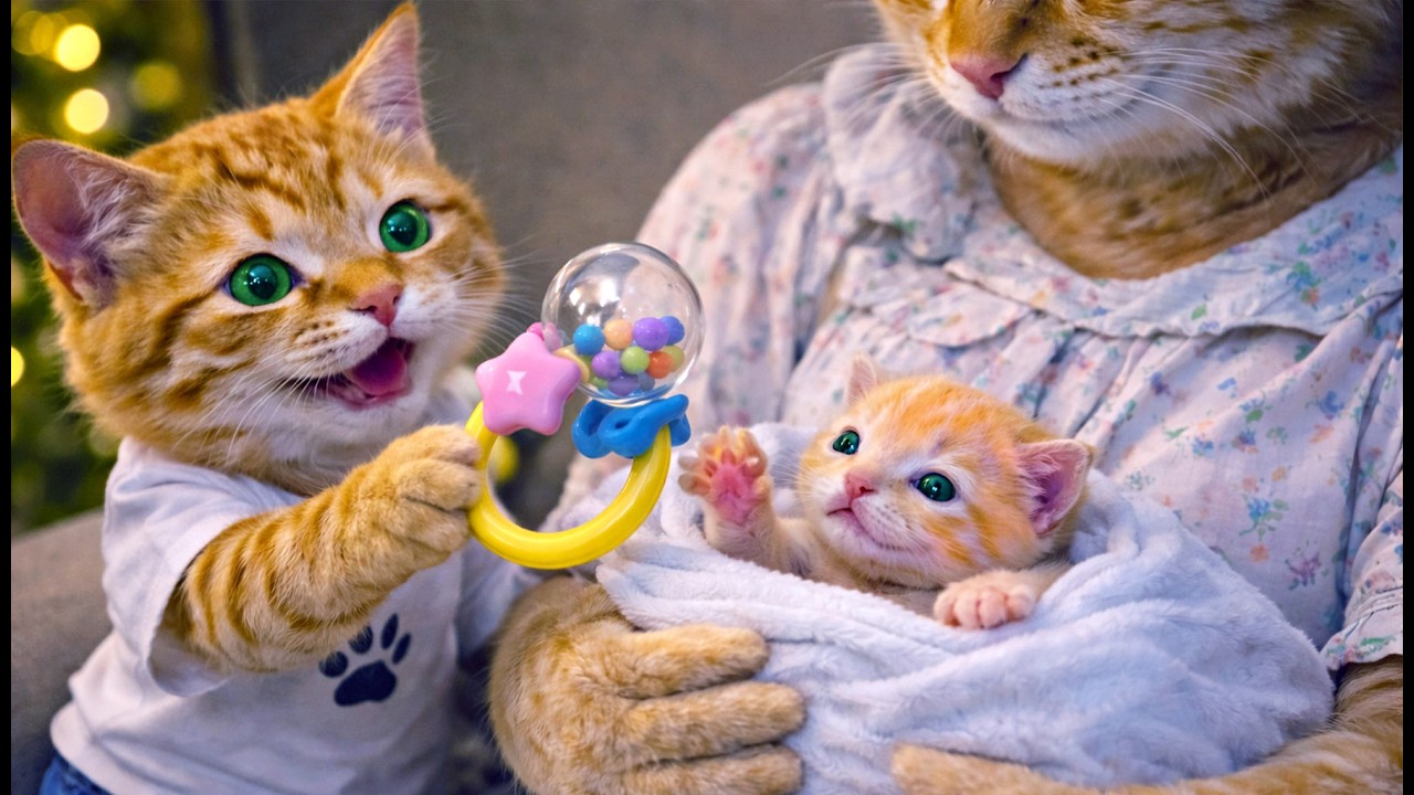 🍼 Gingy Cat Meets His Baby Sister: A New Kitten in the Family 🎀🐱