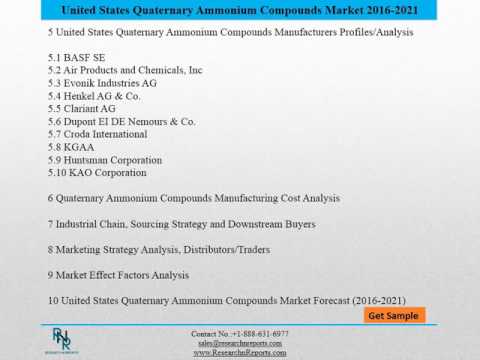 United States Quaternary Ammonium Compounds Market Report 2016