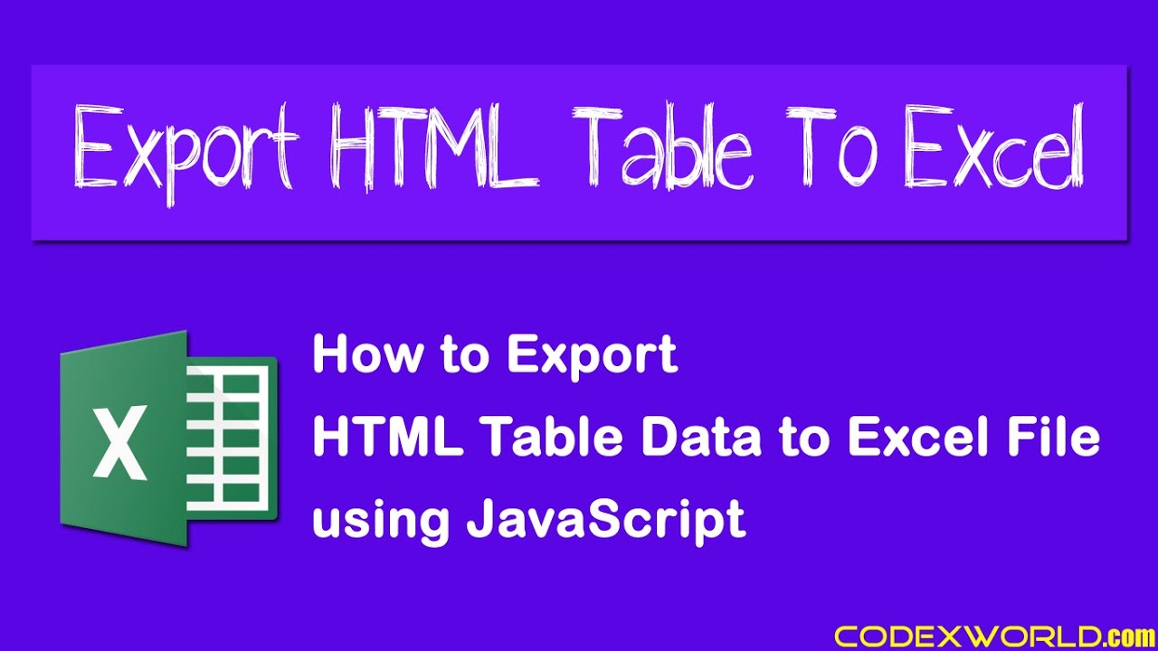 Export HTML Table Data to Excel using JavaScript