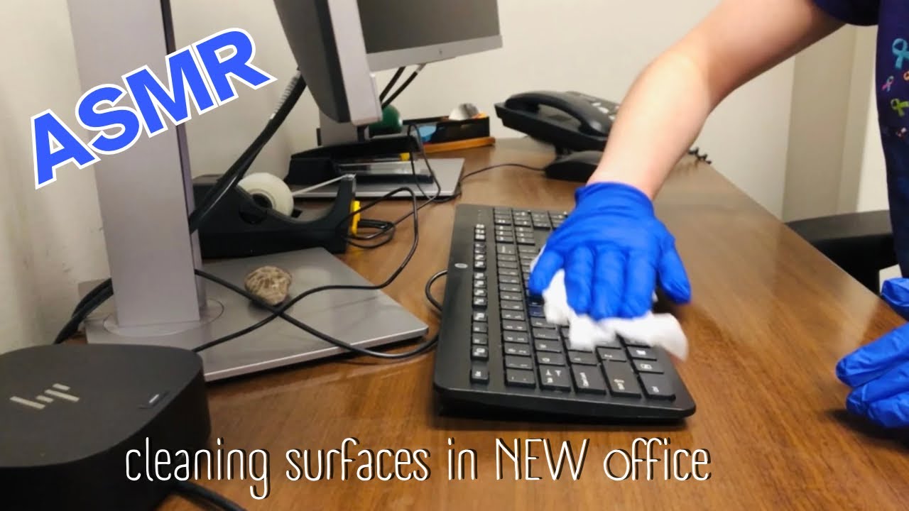 ASMR cleaning surfaces in my new office with disinfectant wipes. (no talking) #asmrcleaning #asmr