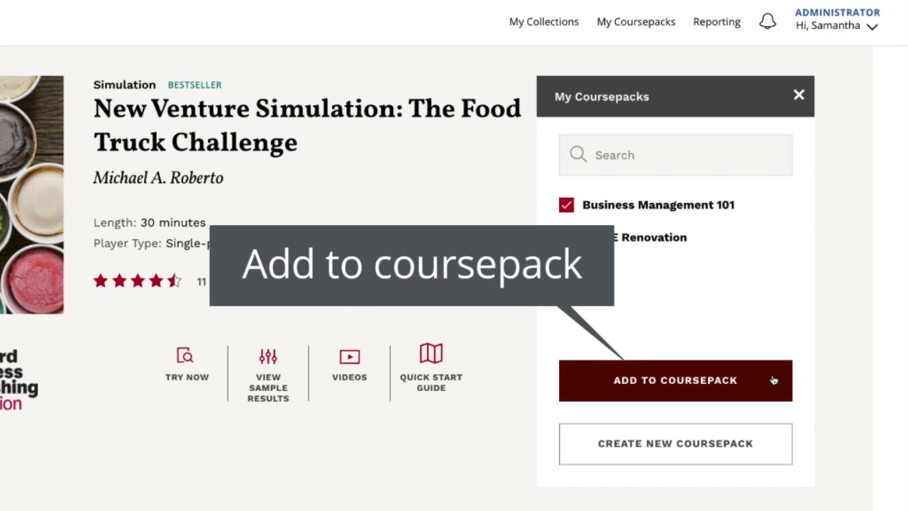 Materials Admin – Creating Standard Coursepacks