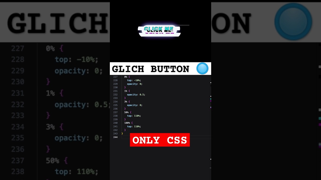 Glitch Effect Button Animation Using HTML & CSS 🔘 #shorts #viral #css #animation #animatedbutton