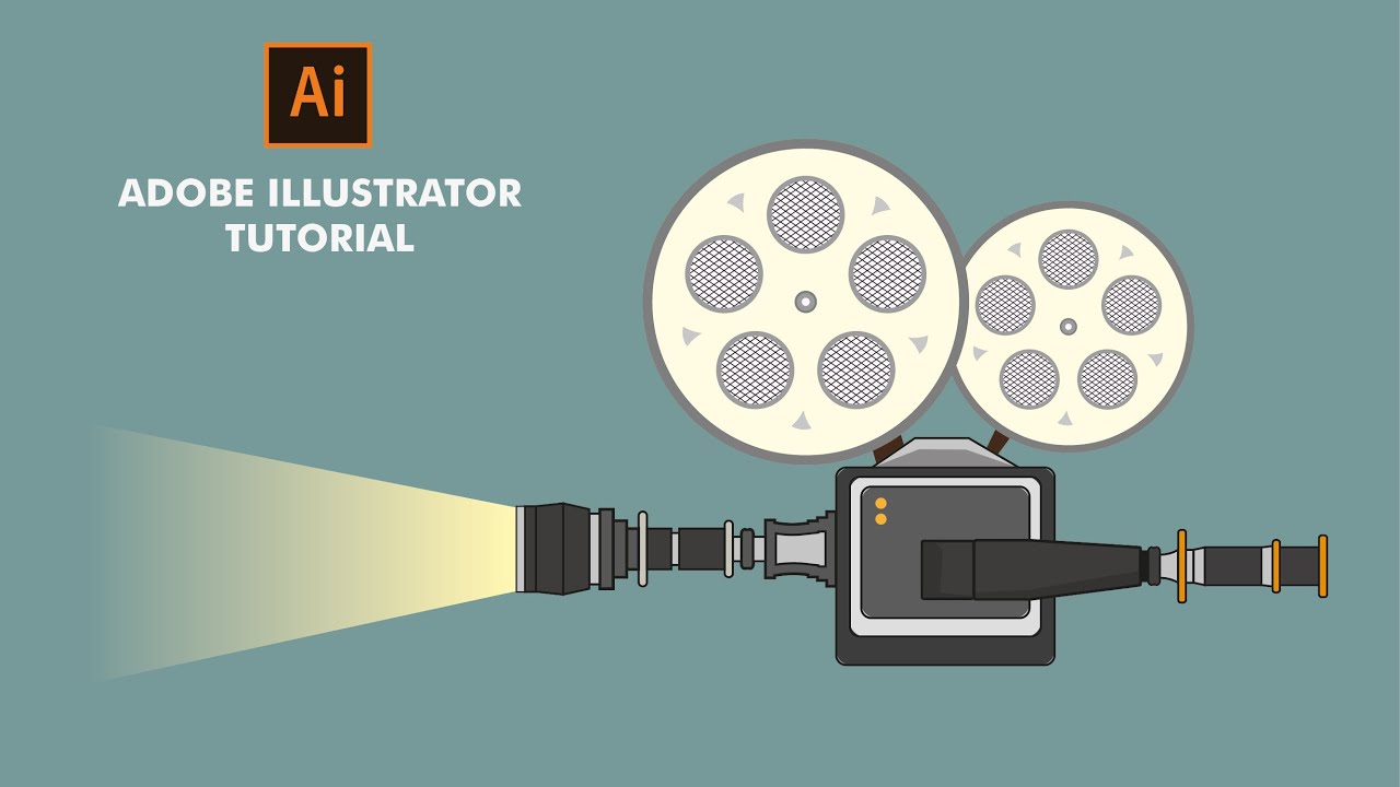 Vintage Video Camera, Flat Vector Illustration, ADOBE ILLUSTRATOR.