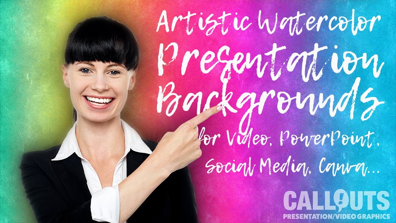 Artistic Watercolor Presentation Backgrounds for Video, PowerPoint, Social Media, Canva & Marketing