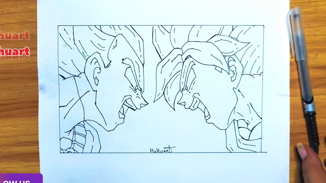 How to draw Goku vs Vegeta | Step by Step | Easy Drawing 