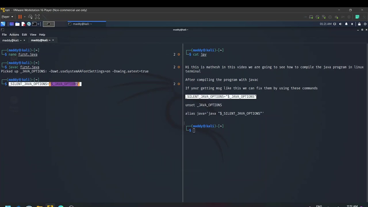 compiling java program in linux terminal