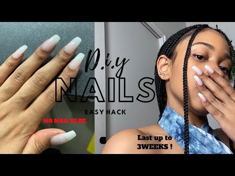 STOP USING NAIL GLUE ! Try this instead β¨ d.i.y nails