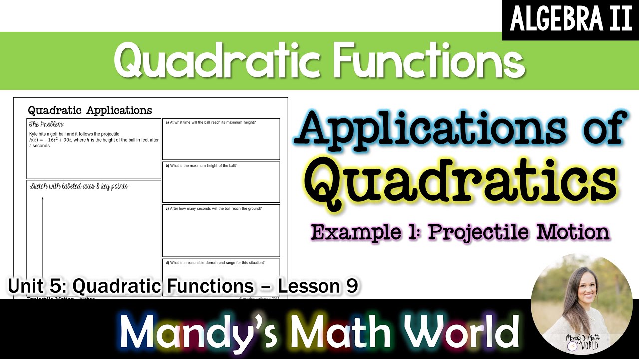 Quadratic Applications - Projectile Motion problem (Algebra 2)