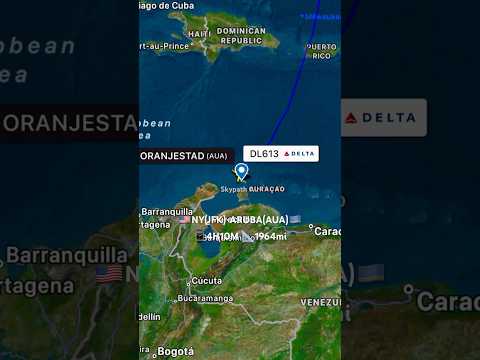 New York to Aruba Delta Airlines DL613 flight route #travel