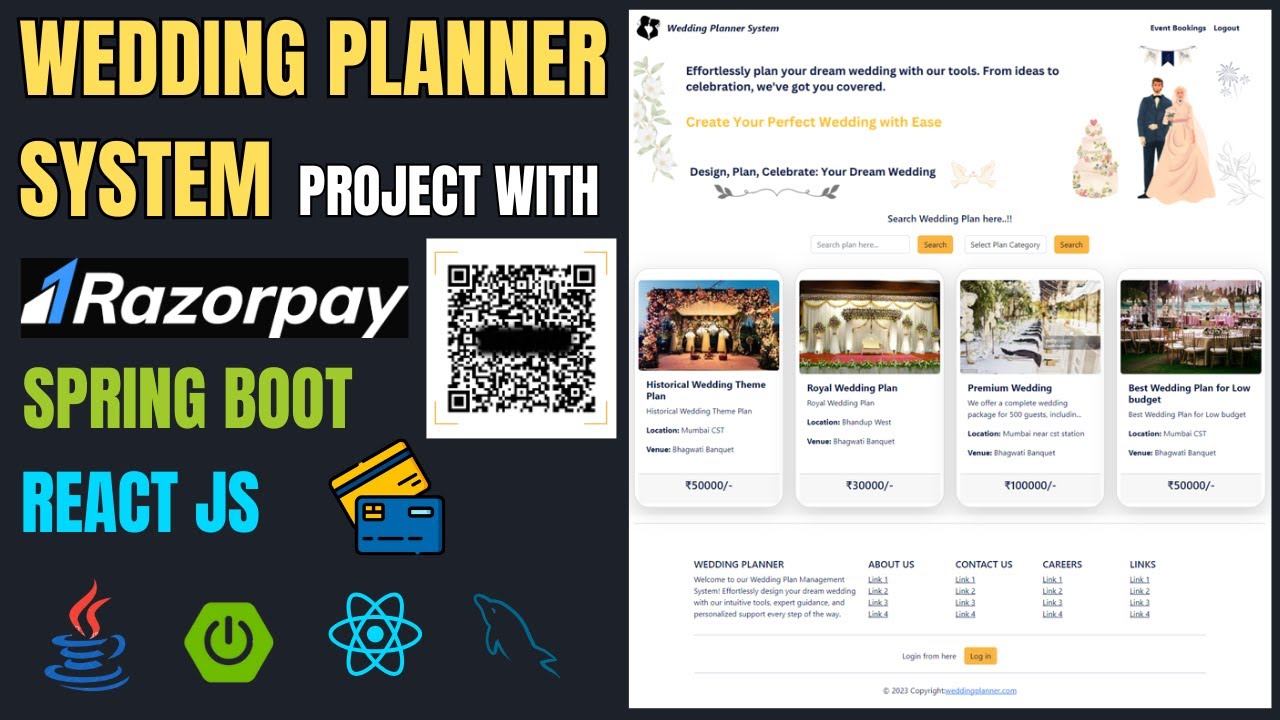 Online Wedding Planner System Project using Spring Boot, React JS & MySQL with Razorpay Integration