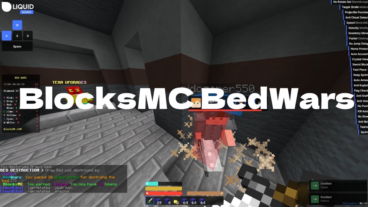 Cheating on Blocksmc BedWars with LiquidBounce