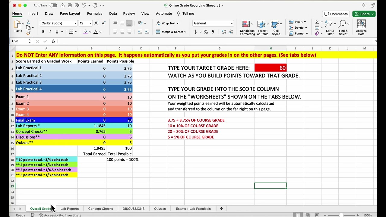 Grade Recording Worksheet: A Short How-To