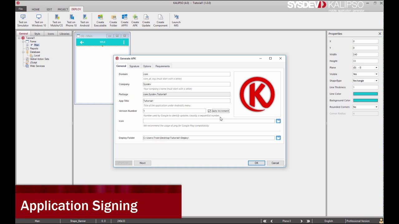 Kalipso Studio V4.0 Tutorials | Deploying your Application