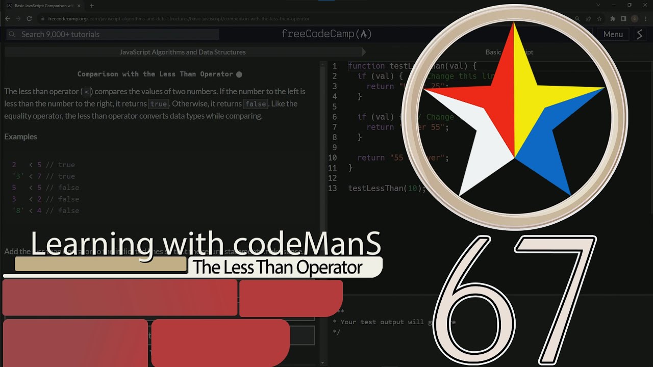 JavaScript Basic 67: Comparison with the Less Than Operator | FreeCodeCamp