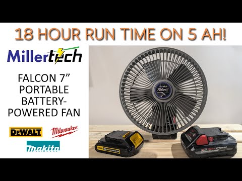 MillerTech Falcon 7" Turbo Fan Powered By DeWalt, Makita, or Milwaukee 18V/20V Power Tool Batteries!