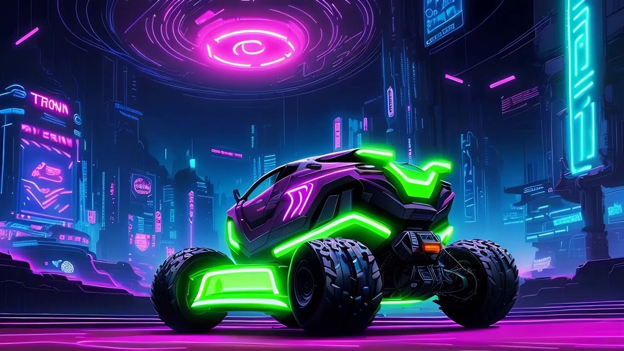 Free Stock Videos - AI animation - a tron vehicle running on a tron universe with neon lights