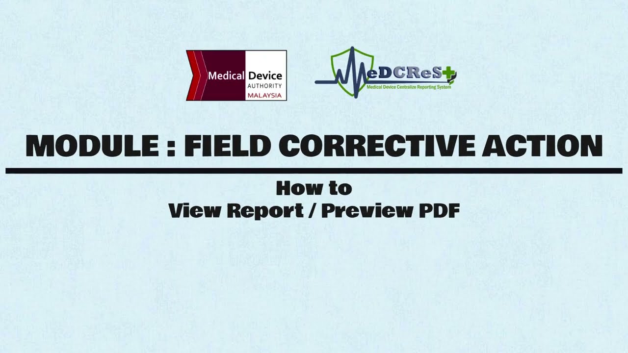 [ MeDCReSt ] FCA Module - 11) How to View Report / Preview PDF