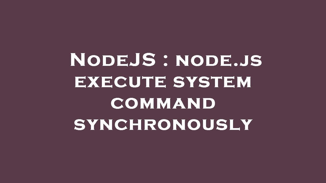 NodeJS : node.js execute system command synchronously