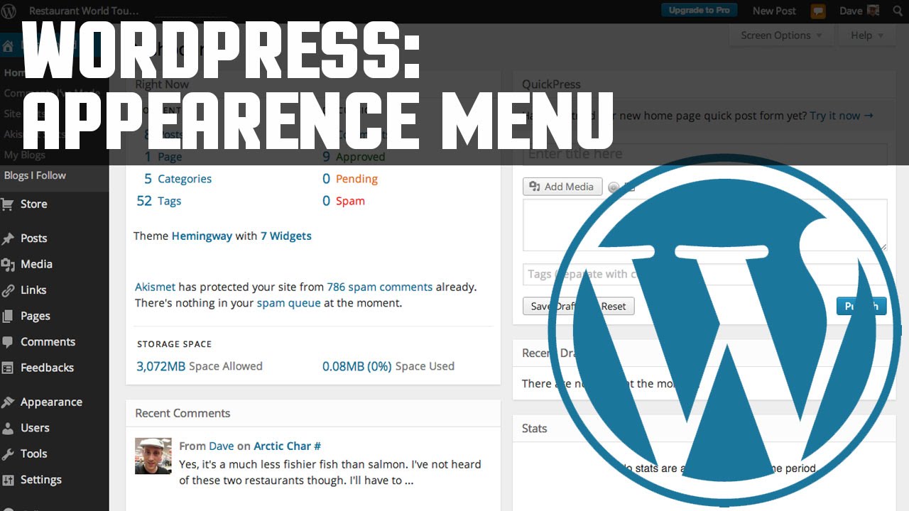 Wordpress Tutorials: How to use the appearance settings in Wordpress