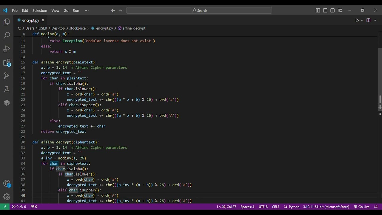 A python program to encrypt and decrypt