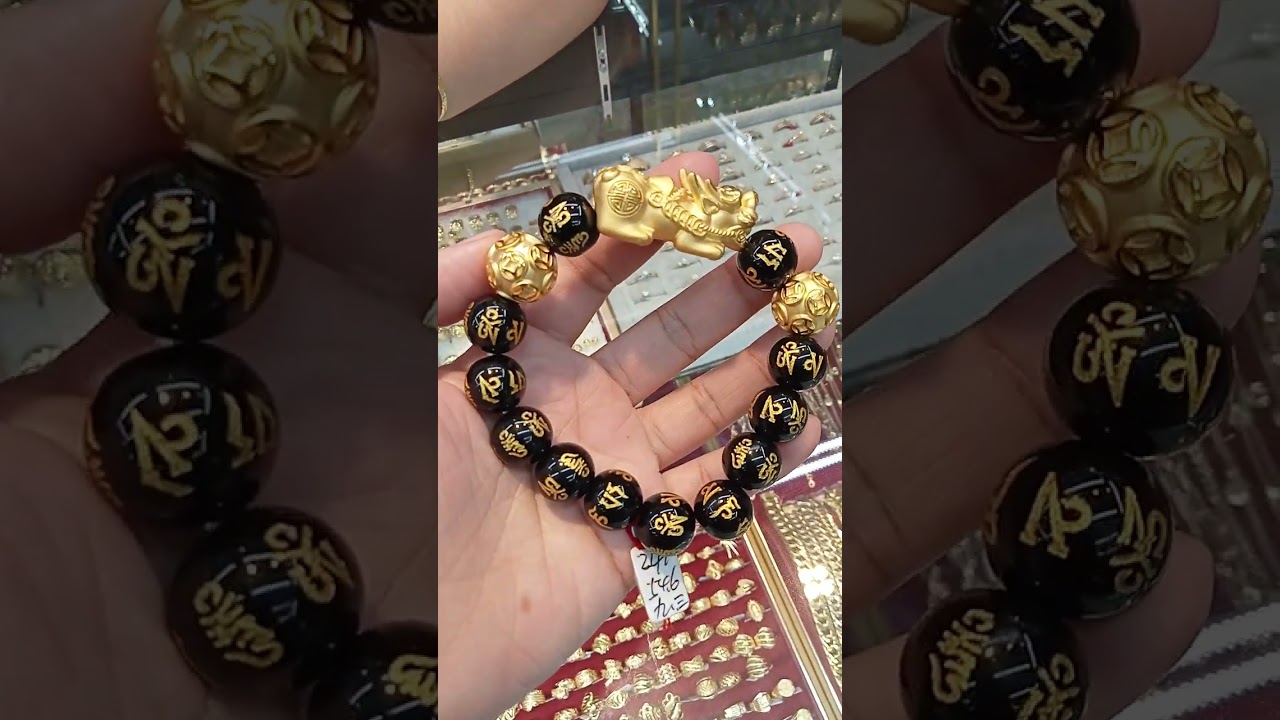 Feng shui original Black obsidian Wealth bracelet 24k GoLD 47000pesos.2022 12