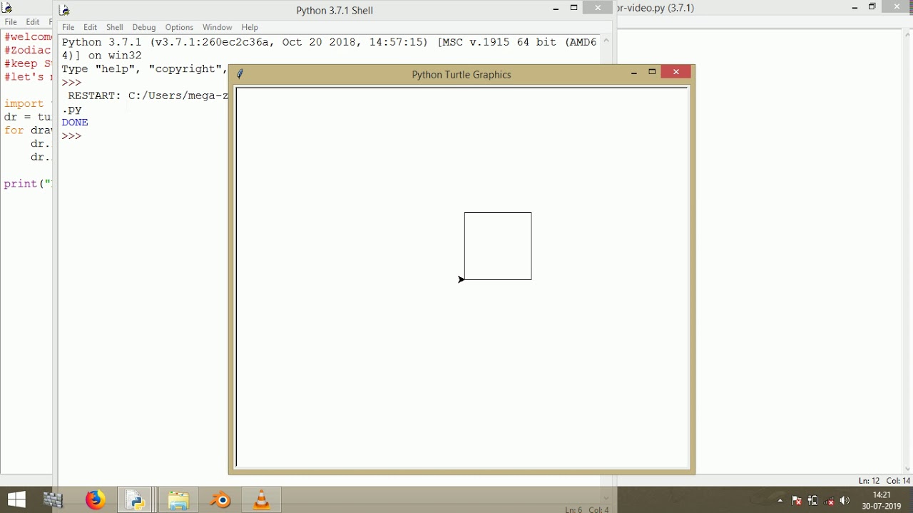 turtle | make a square using loop in python turtle