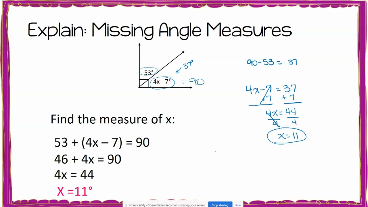 Finding Unknown Angle Measures