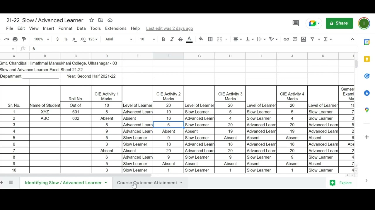 Course Outcome Attainment Calculation Video