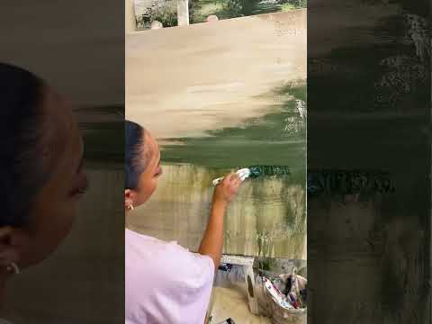 How I created a large textured abstract green painting #texturedart #texturedartwork #abstractart
