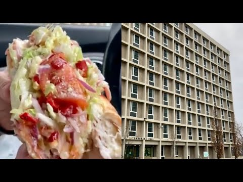 Eating the Al Roker Special sub in front of Al Rokers old dorm at SUNY Oswego