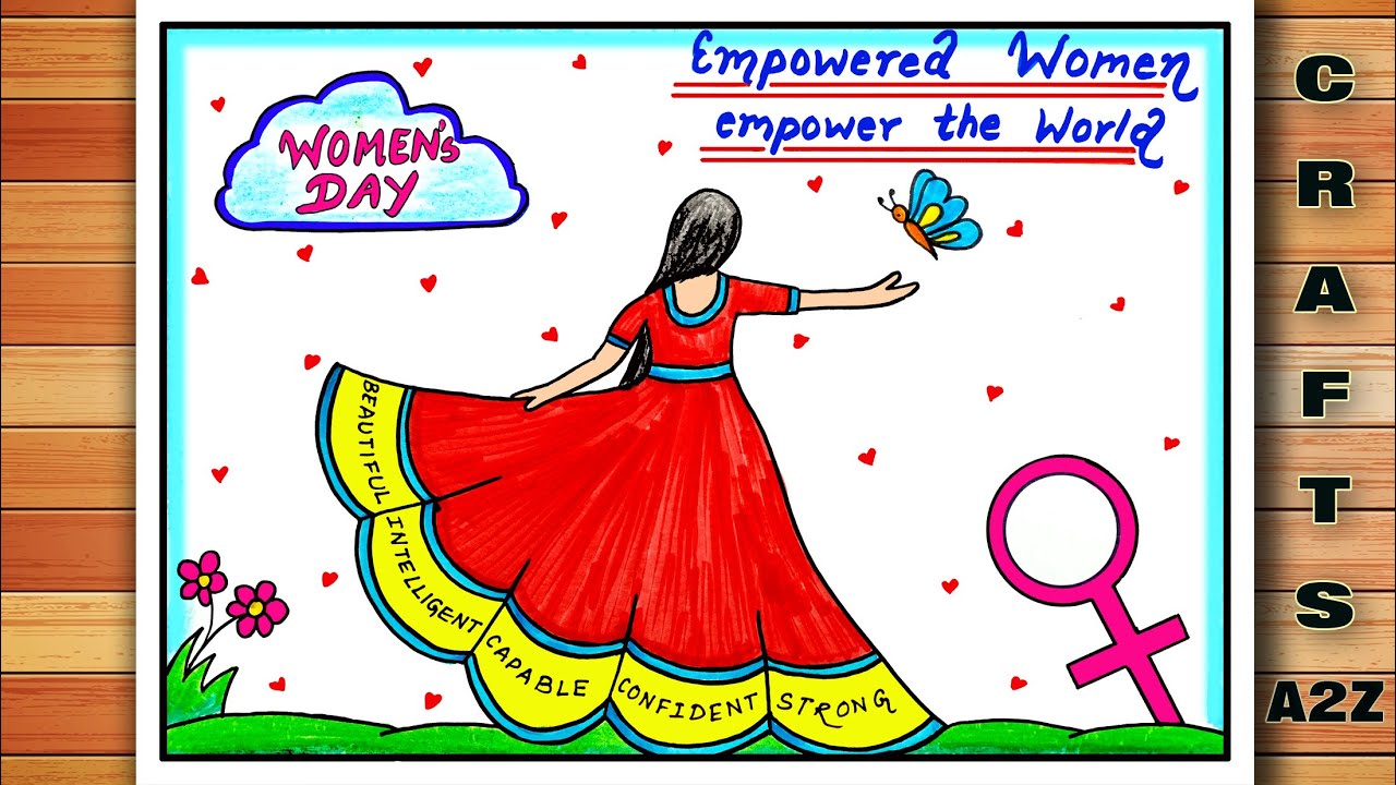 International Womens Day Drawing | International Women's Day Poster  |  Easy Women's Day Drawing