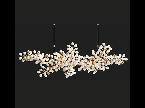 Valiant Chandelier: Horizontal Opulent White Glass Large Gold Light Fixture Chandelier Designer Lamp