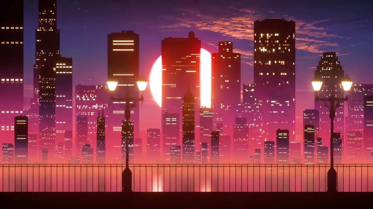 city drive sunset retro live wallpaper