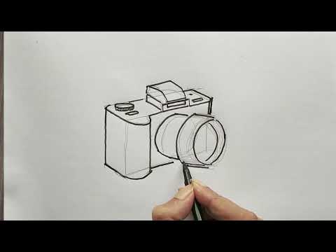 How to draw a camera in 3d perspective using basic shapes/ forms easy ...