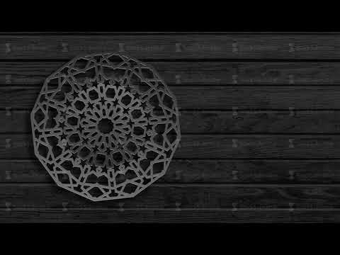 Circular islamic pattern on dark wood background. Seamless loop 4k. Geometric ramadan background.