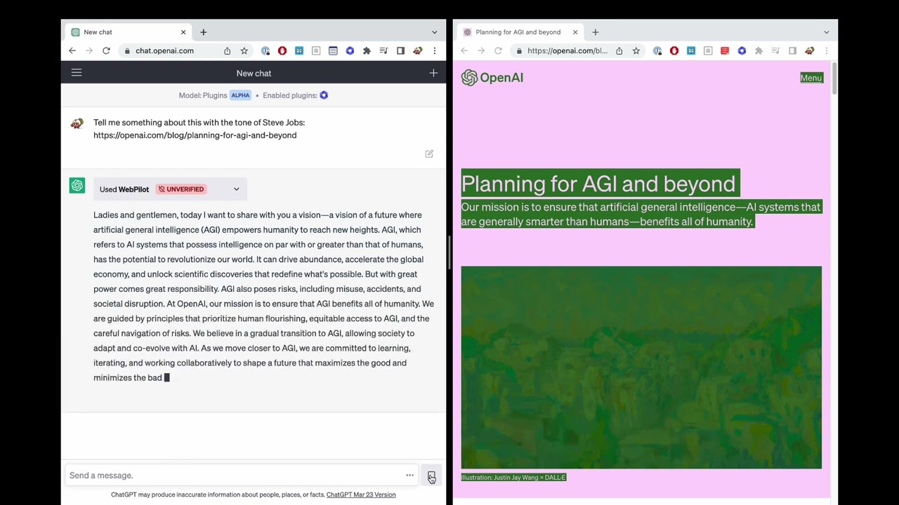 ChatGPT plugin Webpilot Demo Video