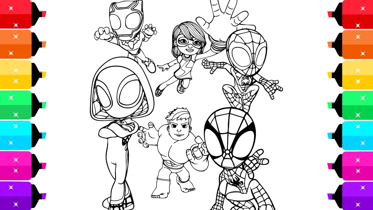 Coloring Spidey and His Amazing Friends All Team Coloring Page