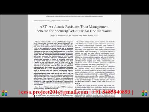 ART An Attack Resistant Trust Management Scheme for Securing Vehicular Ad Hoc Networks