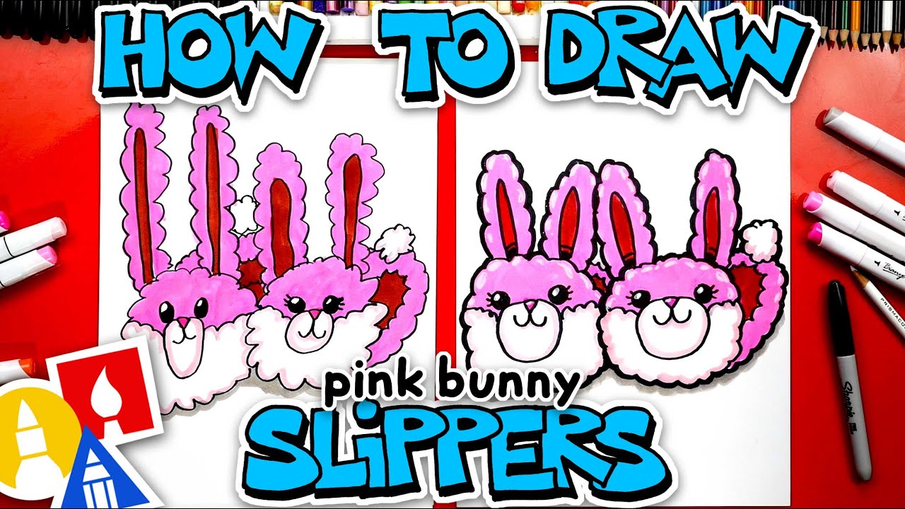 How To Draw Cute Pink Bunny Slippers
