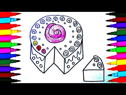 Coloring Pages Happy Birthday Cake l Drawing Pages To Color For Kids l How To Draw l Rainbow Colors