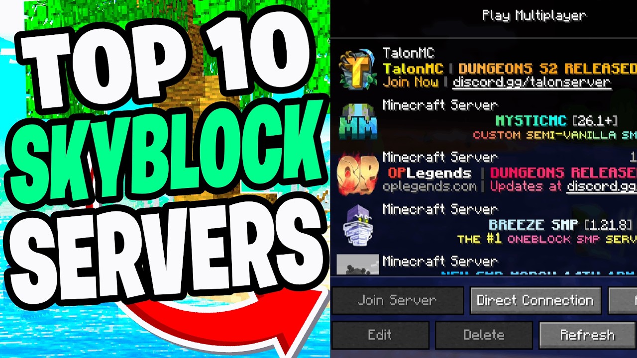 Top 10 SKYBLOCK SERVERS For Minecraft 2026! - Server IPs