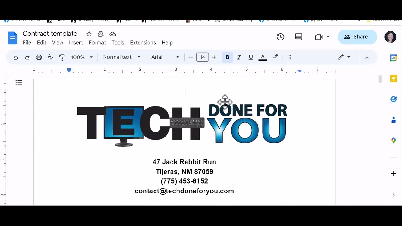 An Example of A Contract Template and Form with Google Workstation