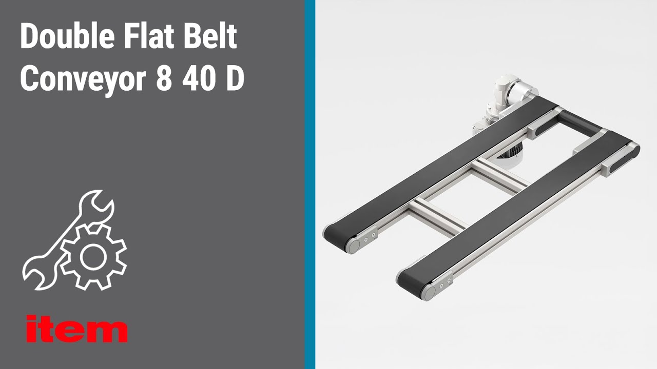 How to assemble the item Double Flat Belt Conveyor 8 40 D, tension the belt and adjust it correctly