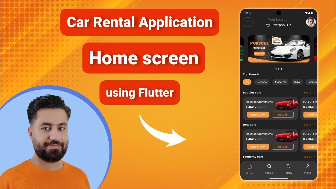 Implementation of a Car Rental App Home Screen | Flutter UI Design Tutorial