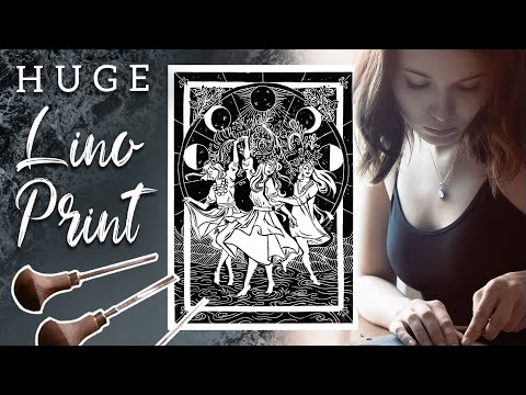 Huge Linocut Printmaking Process at home – The Rite of Spring 💐