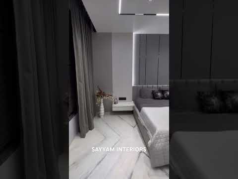 White & Grey color combination beautiful bedroom designed. #interiordesign #sayyminteriors #shorts