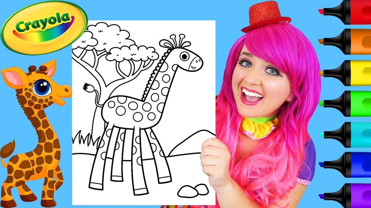 Coloring Cute Giraffe Crayola Animals Coloring Page Prismacolor Paint Markers | KiMMi THE CLOWN